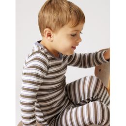 name it Jungen Langarmshirt "NMMWANG WOOL NEEDLE LS TOP NOOS", braun, Gr. 92, gestreift, Rippware, Obermaterial: 100% Wolle, Shirts, Wolle, regular