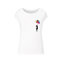 Merchcode Damen Kurzarmshirt "Merchcode Damen Ladies Girl Floating Away T-Shirt", wei&szlig;, Gr. XL, bedruckt, 100% Baumwolle, Shirts