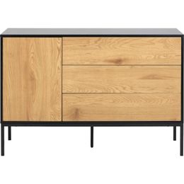 ACTONA GROUP Sideboard 1, schwarze Kontrastrahmen, 1 T&uuml;r und 3 Schubladen, Breite 120 cm schwarz MDF, Metall, Papier B/H/T: 120cm x 82cm x 40cm, 3 Stk
