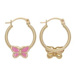 Firetti Damen Paar Creolen &raquo;Schmuck Geschenk Gold 375 Ohrschmuck Ohrringe Schmetterling&laquo; pink Gelbgold 375