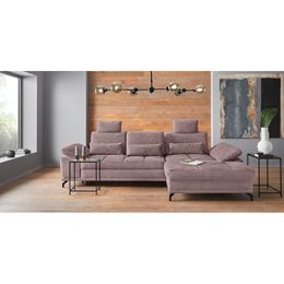 OTTO home Ecksofa &raquo;Costello L-Form, B: 301cm, Sitztiefen & Armteilverstellung, Federkern&laquo; 3 Nierenkissen, optional Schlaffunktion & Bettkasten lila 