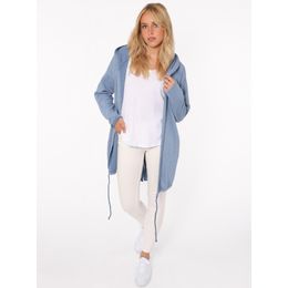 Zwillingsherz Damen Jerseymantel ""Positive Mind"", blau, Gr. SM, bestickt, unifarben, Jersey, Obermaterial: 70% Baumwolle, 30% Polyester, M&auml;ntel,