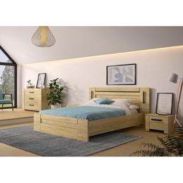 Einzelbett &raquo;Sofia&laquo; 1 Stk. tlg. Bett mit integrierte Leselampe gold Liegefl&auml;che L&auml;nge B: 200cm x 160cm, H&ouml;he Bett: 99cm H&ouml;he Fu&szlig;teil: 41cm