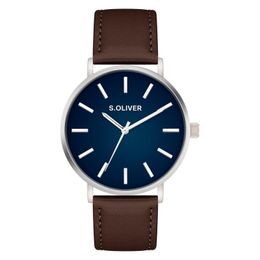 s.Oliver Herren s.Oliver Quarzuhr &raquo;Basic Leather&laquo; Armbanduhr, Herrenuhr, analog braun Einheitsgr&ouml;&szlig;e