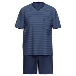 Ammann Herren Schlafanzug "Schlafanzug kurz Men / Nightwear", Gr. 56, blau, Obermaterial: 62% Baumwolle CO. 38% Polyester PES., Homewear-Sets