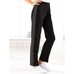 Damen Homewearpants, schwarz, Gr. 44, gemustert, unifarben, 100% Baumwolle, Hosen