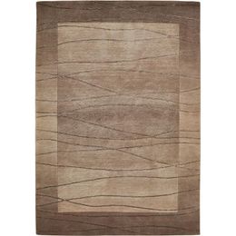 LUXOR living Wollteppich &raquo;Lineo, handgekn&uuml;pft&laquo; rechteckig 14 mm H&ouml;he Nepalteppich, reine Wolle, mit Bord&uuml;re, Wohnzimmer braun Schurwolle B : 170cm 1 