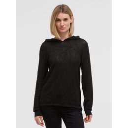 SOCCX Damen Kapuzenpullover, schwarz, Gr. XXXL, Intarsienmuster, Mesh, Material: 60% Baumwolle, 40% Viskose, Pullover, mit Intarsien-Strick