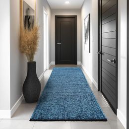 Ayyildiz Teppiche Teppich &raquo;SPACE 1900, auch als L&auml;ufer&laquo; rechteckig 7 mm H&ouml;he L&auml;ufer, Kurzflor, Boho, Vintage, Wohnzimmer blau Chenille B : 80cm 1 Stk., 7mm, L: 250cm