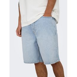 Only & Sons ONLY & SONS Herren Jeansshorts "ONSFADE LB 3155 TAI DNM SHORTS NOOS"light blau denim, Gr. XXL, Abriebeffekte, Denim/Jeans, Obermaterial: 100%