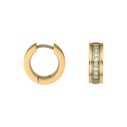 Firetti Damen Paar Creolen &raquo;Schmuck Geschenk Titan Ohrschmuck Ohrringe&laquo; mit Zirkonia (synth.) gold 15mm, Titan