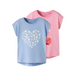 name it M&auml;dchen T-Shirt "NMFVIGEA 2P CAPSL TOP", bunt, Gr. 110, bedruckt, Jersey, Obermaterial: 100% Baumwolle, Shirts, Baumwolle, regular fit