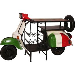 SIT Bartisch &raquo;Italien aus recyceltem Roller mit Flaschenablage&laquo; Original Rollerfront mit Halter f&uuml;r 6 Flaschen und Gl&auml;ser wei&szlig; B/H/T: 170cm x 105cm x 