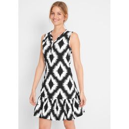 bonprix Damen bonprix Jerseykleid &raquo;Jerseykleid aus softem Baumwoll-Mix&laquo; f&uuml;r eleganten Look, aus Baumwolle und Elasthan, Regular Fit schwarz 56/58 (