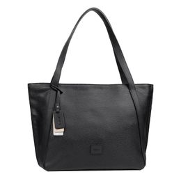 Gabor Damen Shopper &raquo;Elfie&laquo; aus fein genarbtem, glattem Kunstleder und mit einem Logo Rubber Patch schwarz B/H/T: 44cm x 28cm x 11cm