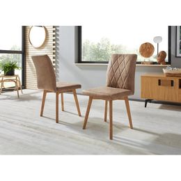 OTTO home Esszimmerstuhl &raquo;Brest&laquo; (Set) 2 Stk.Gestell aus Eiche Massivholz ge&ouml;lt braun Polyester B/H/T: 47cm x 88cm x 66cm, 2 Stk., Microfaser