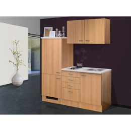 Flex-Well Pantryk&uuml;che &raquo;Nano&laquo; Gesamtbreite 160 cm, mit Schubkastenschrank und Kochfeld etc. braun B/H/T: 160cm x 200cm x 60cm