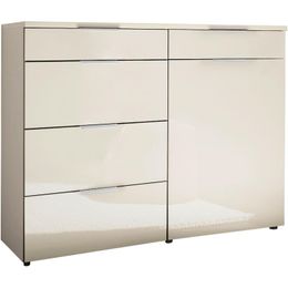 Wiemann Kombikommode &raquo;Como&laquo; vormontiert beige Floatglas, Holzwerkstoff, Metall B/H/T: 140cm x 91,2cm x 43cm, 5 Stk., 1 Stk.