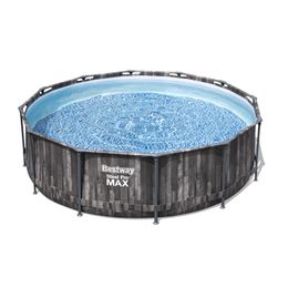 Bestway Aufstellpool 'Steel Pro MAX' Komplett-Set, grau rund &Oslash; 366 x 100 cm
