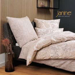 Janine Bettw&auml;sche &raquo;Soft-Cotton71001 0&laquo; mit Reissverschluss beige Linon, Obermaterial: 100% Baumwolle B/L: 155cm x 220cm, 1 Stk., 1 Stk., Linon, B/L: 80cm x 