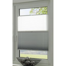 Gardinia EasyFix Plissee 'Day + Night' wei&szlig;/schiefer 40 x 130 cm