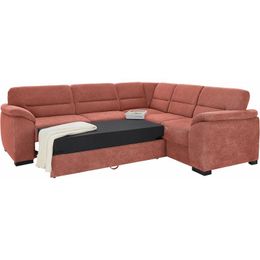 Sit & More sit&more Ecksofa &raquo;Montego L-Form, B: 256 cm, gro&szlig;e Stoffauswahl, Komfort Sitzh&ouml;he 46cm&laquo; wahlweise mit Schlaffunktion und Schubkasten orange Luxus-