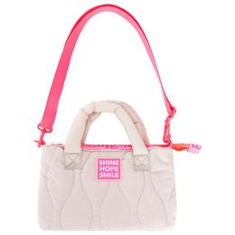 Zwillingsherz Damen Tragetasche &raquo;"Steppung & Patch"&laquo; mit Steppung, abnehmbarer Schulterriemen, pinkes Patch B/H/T: 29cm x 20cm