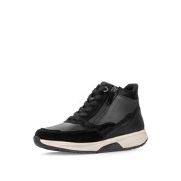 ROLLINGSOFT Damen Schn&uuml;rboots, Gr. 38,5schwarz, Kalbsleder, Lederimitat, Veloursleder, unifarben, Schuhe, Keilabsatz, High Top-Sneaker mit