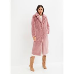 bonprix Fellimitat-Mantel, rosa, Gr.44, modischer Fellimitatmantel mit Druckknopf-Verschluss vorne