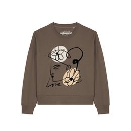 Watapparel Sweatshirt 'Self Love ' female size M Light beige / Brown / Black / White
