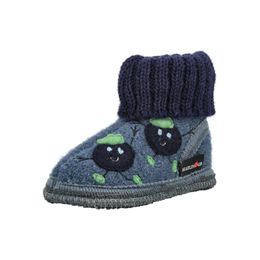 Haflinger Hausschuhe H&Uuml;TTENSCHUH BLAUBEERE in Schwarz/Blau | Gr.: 25