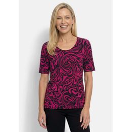 GOLDNER Jersey-Shirt mit schwungvollem Muster in bordeaux / gemustert | Gr.: 46