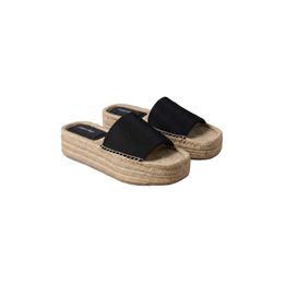 Calvin Klein Damen Pantolette "FLATF ESPA NEOP MG", Gr. 42, schwarz, Textil, unifarben, Basic, Schuhe, Sommerschuh, Strandschuh mit Plateau, schmale