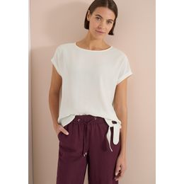 Cecil Damen Kurzarmbluse, wei&szlig;, Gr. XL, unifarben, Stoff, Vorderseite: 100% Viskose. R&uuml;ckseite: 95% Viskose, 5% Elasthan, Blusen, aus softer Viskose