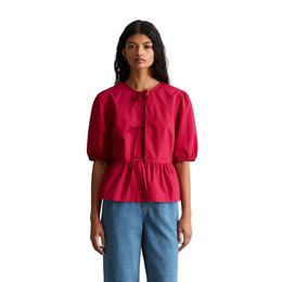 Marc O'Polo Damen Kurzarmbluse "aus Baumwoll-Popeline", rot, Gr. L, MARC O'POLO DENIM, unifarben, Obermaterial: 100% Baumwolle, Blusen