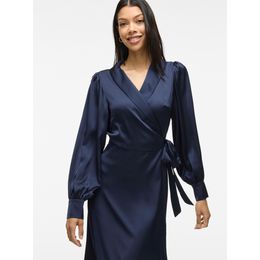 Vila Damen Maxikleid "VIENNA RAVENNA ANKLE WRAP DRESS-NOOS/OC", blau, Gr. 38, unifarben, Obermaterial: 100% Polyester, Kleider, Kunstfaser, regular