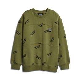 SOMETIME SOON Sweatshirt 'Milos' Jungen Gr&ouml;&szlig;e 122 dunkelgr&uuml;n / schwarz