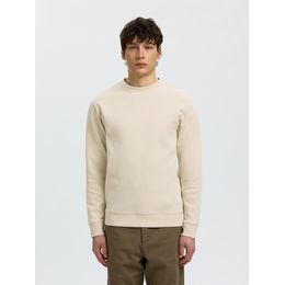 Selected Herren Sweatshirt "SLMTOM SOFT CREW NECK SWEAT NOOS", beige, Gr. M, unifarben, angeraute Sweatware, Obermaterial: 74% Baumwolle, 19%