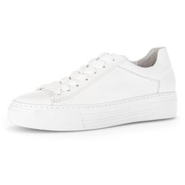 Gabor Damen Plateausneaker "FLORENZ", Gr. 39, wei&szlig;, Kalbsleder, Schuhe, Freizeitschuh, Halbschuh, Schn&uuml;rschuh mit dezenten Ziern&auml;hten