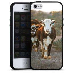 DeinDesign iPhone SE (2016-2019) Handy Silikon H&uuml;lle Case schwarz Handyh&uuml;lle Cow Farmer Calf