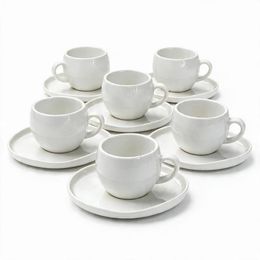 Mulex Kaffeetassen, Wei&szlig;, Keramik, 12-teilig, 38x10x38 cm, Kaffee & Tee, Tassen, Kaffeetassen-Sets