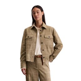 Marc O'Polo MARC O'POLO Damen Kurzjacke "mit Glencheck-Karo", beige, Gr. 44, kariert, Obermaterial: 41% Schurwolle, 29% Viskose, 29% Polyester, 1% Elasthan,