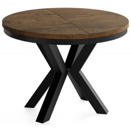 WFL Group Esstisch, Alteiche, Metall, Nachbildung, 8-Sitzer, Rund,Rund, 180x76x100 cm, Esszimmer, Tische, Esstische