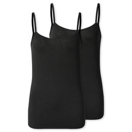 Schiesser Damen Unterhemd "Modal Essentials", Gr. 48, schwarz, Single Jersey, Obermaterial: 80% Modal, 10% Elasthan, 10% Polyester, unifarben,