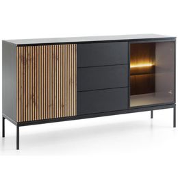 Graingold Kommode, Eiche Wotan, Metall, 4 F&auml;cher, 3 Schubladen, Rechteckig,Rechteckig, 154x83x39 cm, Wohnzimmer, Kommoden & Sideboards, Kommoden