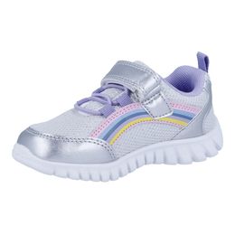 Richter M&auml;dchen Slip-On Sneaker "Wallaby", Gr. 28, silber, Lederimitat, Textil, Glitzer, Mesh, Schuhe, Klettschuh mit Regenbogen-Motiv,