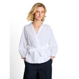 Tom Tailor Damen Schlupfbluse, wei&szlig;, Gr. 44, unifarben, Web, Obermaterial: 50% Baumwolle, 50% Lyocell, Blusen, Sommerbluse mit V-Ausschnitt und