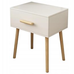 Nachttisch, Wei&szlig;, Holzwerkstoff, 45x54.5x30 cm, Schlafzimmer, Nachttische