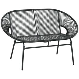 Outsunny Polyrattan, Schwarz, Metall, 72x83x132 cm, Gartenm&ouml;bel, Gartenb&auml;nke