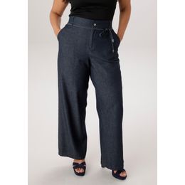 ANISTON PLUS Damen Weite Jeans, blau, Gr. 52, unifarben, Web, Obermaterial: 100% Baumwolle, Jeans, mit elastischen Bund